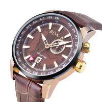 China 304L Stainless Steel Luxury Leather Watch 5ATM Water Resistant For Men for sale