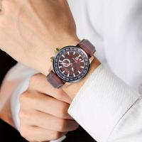 China 304L Stainless Steel Luxury Leather Watch 5ATM Water Resistant For Men for sale