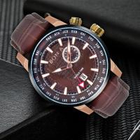 China 304L Stainless Steel Luxury Leather Watch 5ATM Water Resistant For Men for sale
