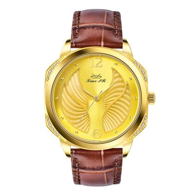 China Fashionable Stainless Steel Genuine Leather Quartz Watch Elegant Luxury For Women for sale