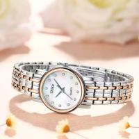 China Round Ladies Quartz Watch Bracelet Set Green Dial Simple Rose Gold Mesh Luxury for sale