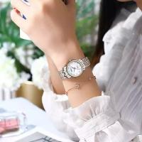 China Round Ladies Quartz Watch Bracelet Set Green Dial Simple Rose Gold Mesh Luxury for sale