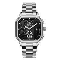 China Waterproof Full Leather Quartz Gold Clock Luminous Wrist Watch Square Sport Mens for sale