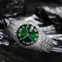 China Luxury Custom Bling Hip Hop Fully Iced Out Watches Silver Gold Blue Dial Men Wrist for sale
