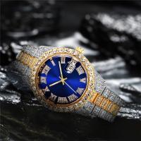China Luxury Custom Bling Hip Hop Fully Iced Out Watches Silver Gold Blue Dial Men Wrist for sale