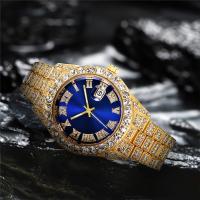 China Luxury Custom Bling Hip Hop Fully Iced Out Watches Silver Gold Blue Dial Men Wrist for sale