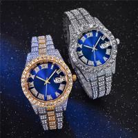 China Luxury Custom Bling Hip Hop Fully Iced Out Watches Silver Gold Blue Dial Men Wrist for sale