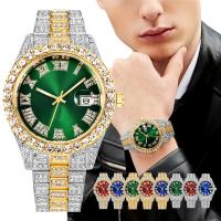 China Luxury Custom Bling Hip Hop Fully Iced Out Watches Silver Gold Blue Dial Men Wrist for sale