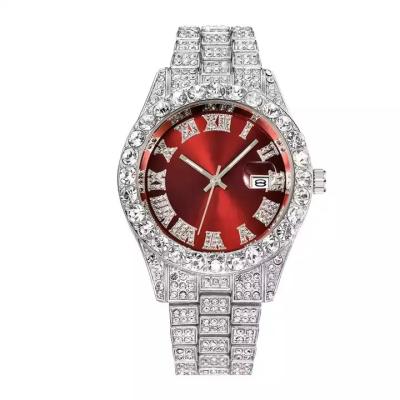 China Luxury Custom Bling Hip Hop Fully Iced Out Watches Silver Gold Blue Dial Men Wrist for sale
