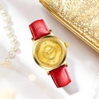 China Custom Luxury Genuine Leather Golden Stainless Steel Quartz Watch For Ladies for sale