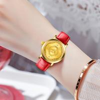 China Custom Luxury Genuine Leather Golden Stainless Steel Quartz Watch For Ladies for sale