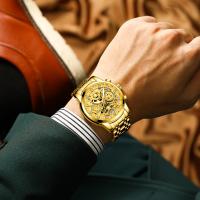 China 2022 Fashion Multifunctional Stainless Steel Waterproof 3ATM Quartz Watch For Men for sale