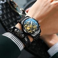 China 2022 Fashion Multifunctional Stainless Steel Waterproof 3ATM Quartz Watch For Men for sale