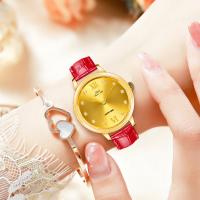 China Classic Multifunctional Leather Strap Alloy Case 3ATM Quartz Watch For Ladies for sale