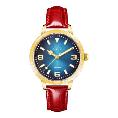 China Fashion Stainless Steel Alloy Case Diamond 3ATM Waterproof Quartz Watch Leather Strap Design For Women for sale