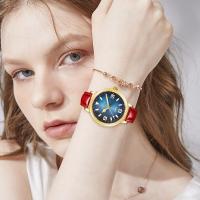China Fashion Stainless Steel Alloy Case Diamond 3ATM Waterproof Quartz Watch Leather Strap Design For Women for sale