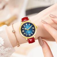 China Fashion Stainless Steel Alloy Case Diamond 3ATM Waterproof Quartz Watch Leather Strap Design For Women for sale