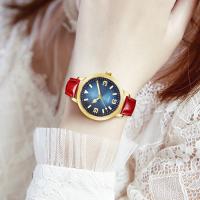 China Fashion Stainless Steel Alloy Case Diamond 3ATM Waterproof Quartz Watch Leather Strap Design For Women for sale