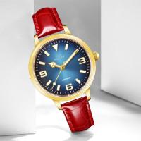 China Fashion Stainless Steel Alloy Case Diamond 3ATM Waterproof Quartz Watch Leather Strap Design For Women for sale