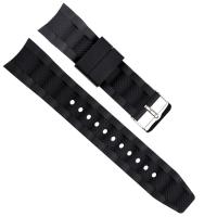 China Mens Curved Watch Straps Adjustable Silicone Rubber Watch Band For Heavy Watch for sale