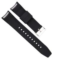 China Mens Curved Watch Straps Adjustable Silicone Rubber Watch Band For Heavy Watch for sale