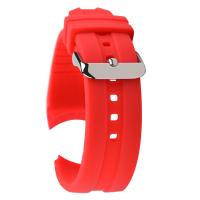 China Stylish Silicone Rubber Watch Band  Red Color Curved End Wristband 24mm for sale