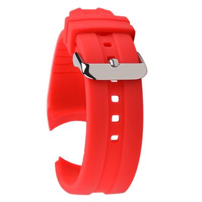 China Stylish Silicone Rubber Watch Band  Red Color Curved End Wristband 24mm for sale
