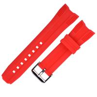China Stylish Silicone Rubber Watch Band  Red Color Curved End Wristband 24mm for sale