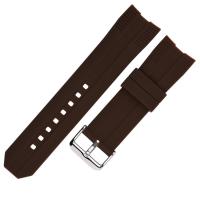China SHX Replacement Rubber Watch Strap , 24mm Brown Silicone Watch Band for sale