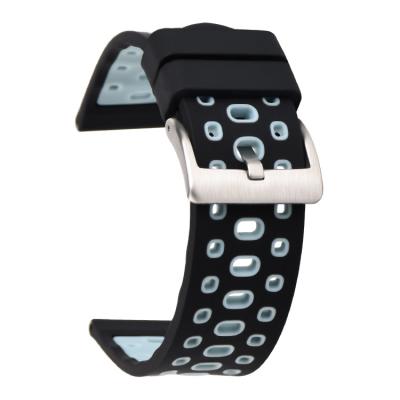 China Double Colors 22mm Natural Rubber Watch Band Cool Style With Hardware for sale