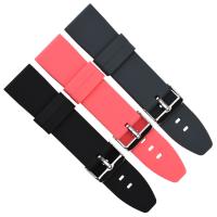 China Flat 24mm Mens Rubber Watch Bands With Square Holes for sale