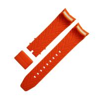 China Waterproof Silicone Rubber Watch Strap Bands Curved End Rubber Watch Strap 22mm for sale