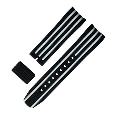 China 24*22mm washable Wrist Watch Rubber Strap Two Tone Colors for sale
