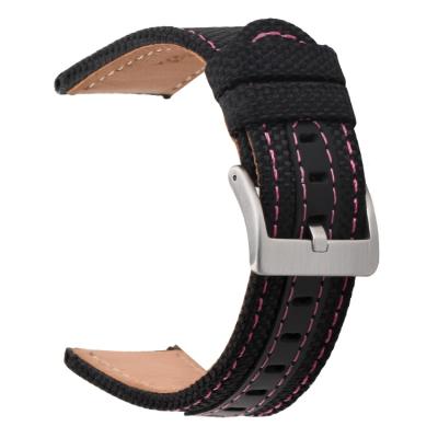 China Nylon Oxford Waterproof Leather Watch Strap Bands 24mm Adjustable Two Piece for sale