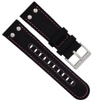 China Nylon Oxford Waterproof Leather Watch Strap Bands 24mm Adjustable Two Piece for sale