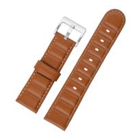 China Flexible 24mm Genuine Leather Watch Strap Bands Stainless Steel Buckle for sale