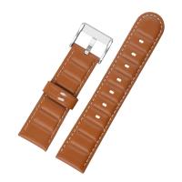 China Flexible 24mm Genuine Leather Watch Strap Bands Stainless Steel Buckle for sale