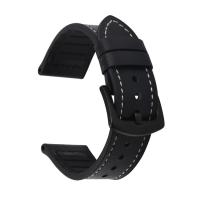 China Double Color Italian Leather Watch Band 22mm / 24mm Width for sale