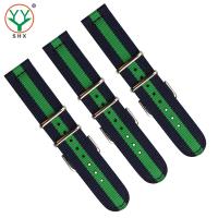 China Striped 24mm Velcro Watch Strap , Nato 2 Piece Nylon Watch Strap for sale
