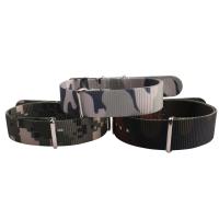 China Three Loops Watch Strap , One Buckle Nylon Strap 20mm Camouflage Color for sale