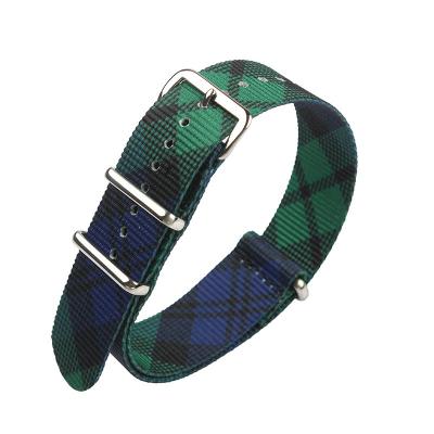 China Tartan Print Nylon Strap Watch Bands 22mm Stylish Pattern for sale