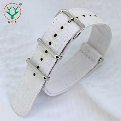 China SS304 Custom Canvas Watch Straps , Snowy White 20mm Canvas Watch Band for sale