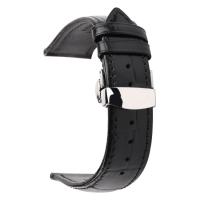 China CE Passed Leather Watch Strap Bands , 20mm Watch Strap With Butterfly Buckle for sale