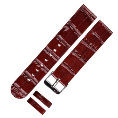 China Polished Wide Genuine Leather Watch Bands , 22mm Mens Leather Strap for sale