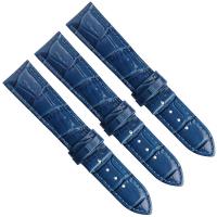 China SHX Polished Blue Leather Watch Strap Bands For Quartz Watches for sale