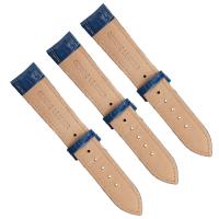 China SHX Polished Blue Leather Watch Strap Bands For Quartz Watches for sale