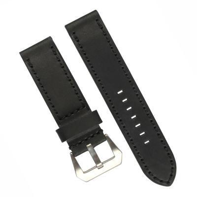China ROHS Mens Watches Leather Band , OEM Stitched Leather Watch Strap With Pre V Buckle for sale