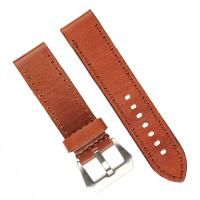 China SHX Narrow 18mm Genuine Leather Watch Band Dark Brown With Double Colors for sale