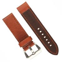 China SHX Narrow 18mm Genuine Leather Watch Band Dark Brown With Double Colors for sale