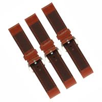 China SHX Narrow 18mm Genuine Leather Watch Band Dark Brown With Double Colors for sale